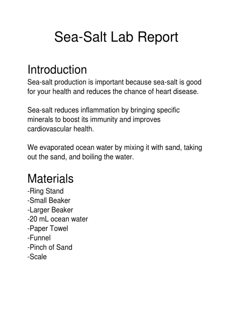 Nicholas Cardenas - Sea-Salt Lab Report | PDF