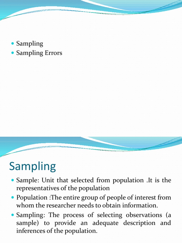 Sampling Sampling Errors | PDF | Stratified Sampling | Sampling (Statistics)