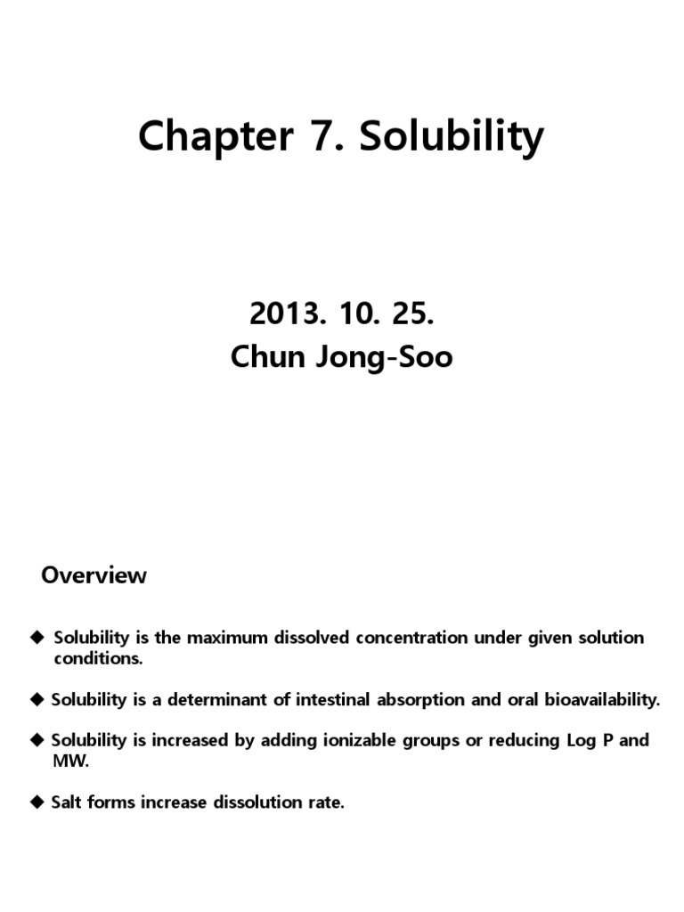 Chapter 7. Solubility: 2013. 10. 25. Chun Jong-Soo | PDF | Solubility ...
