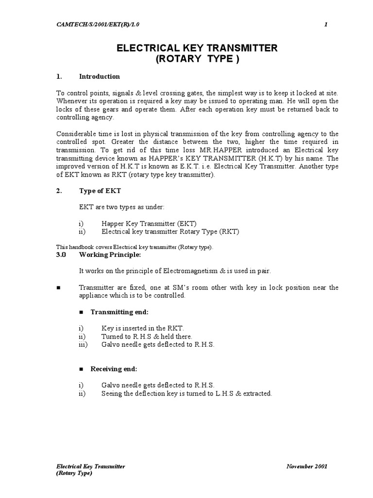 Electrical Key Transmitter (Rotary Type) : CAMTECH/S/2001/EKT (R) /1.0 ...
