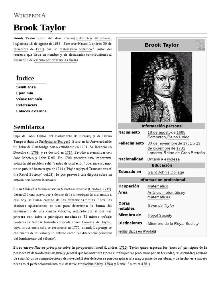 Brook Taylor | PDF | Sociedad | Enseñanza de matemática