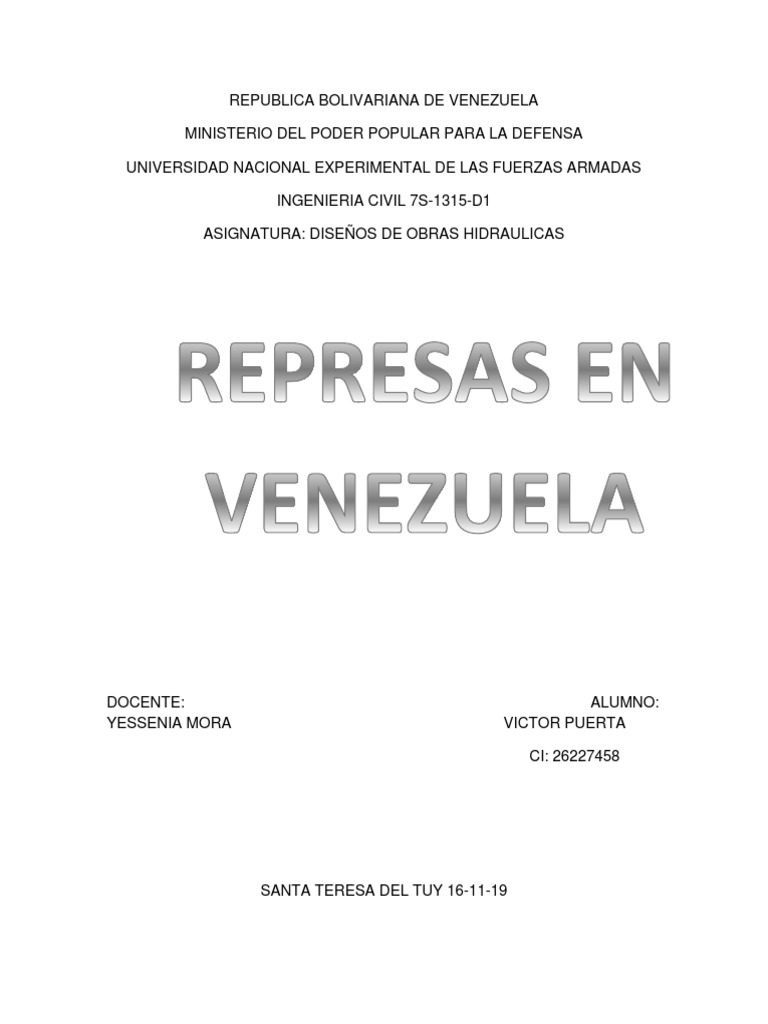 Represas en Venezuela | PDF | Hidrología | Agua