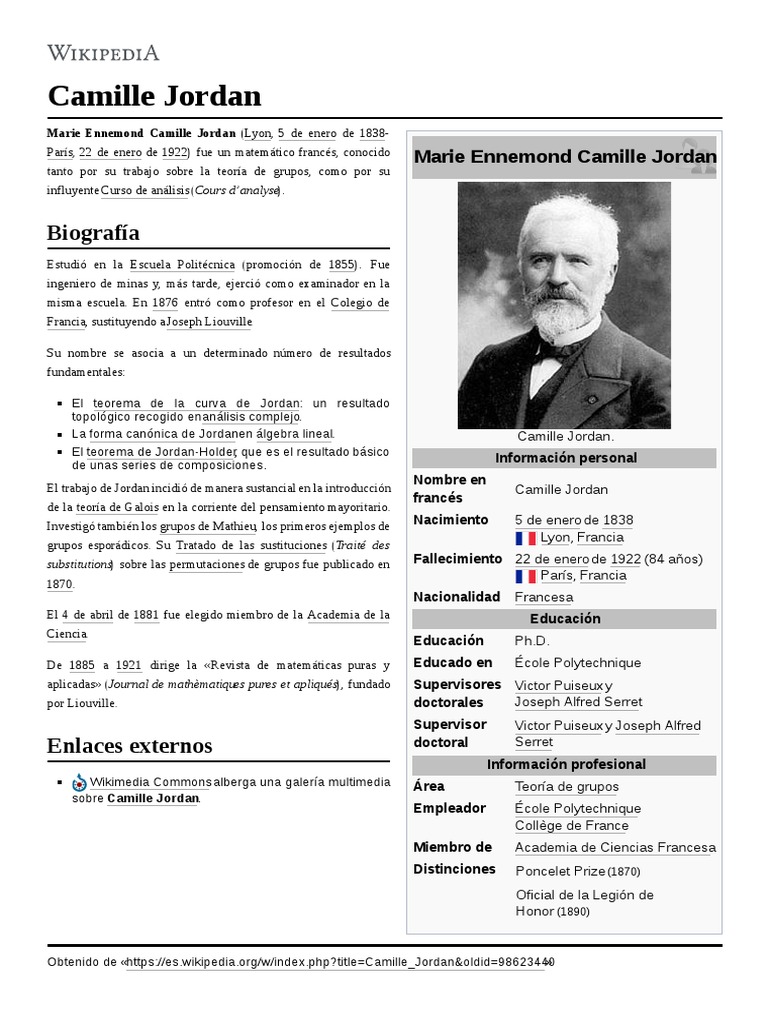 Camille Jordan | PDF | Enseñanza de matemática | Science