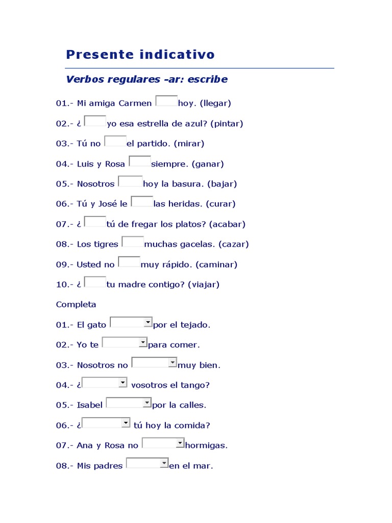 Ejercicios Presente | PDF