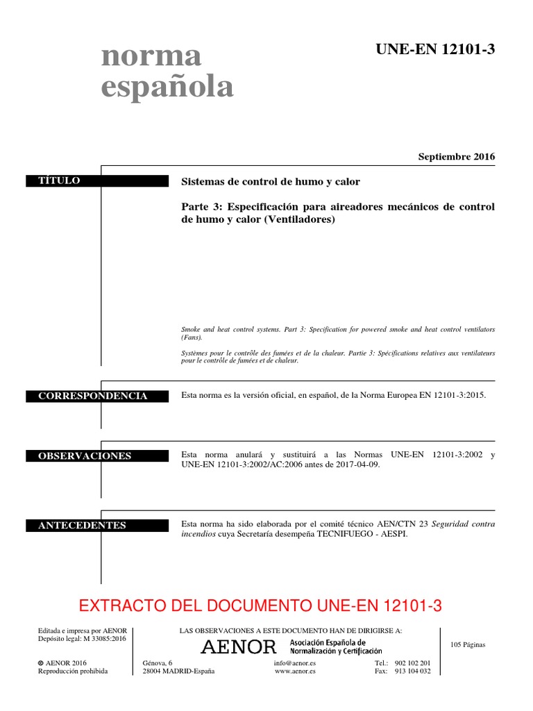 Norma Une en 12101 3 | PDF | Resistencia Eléctrica y Conductancia ...