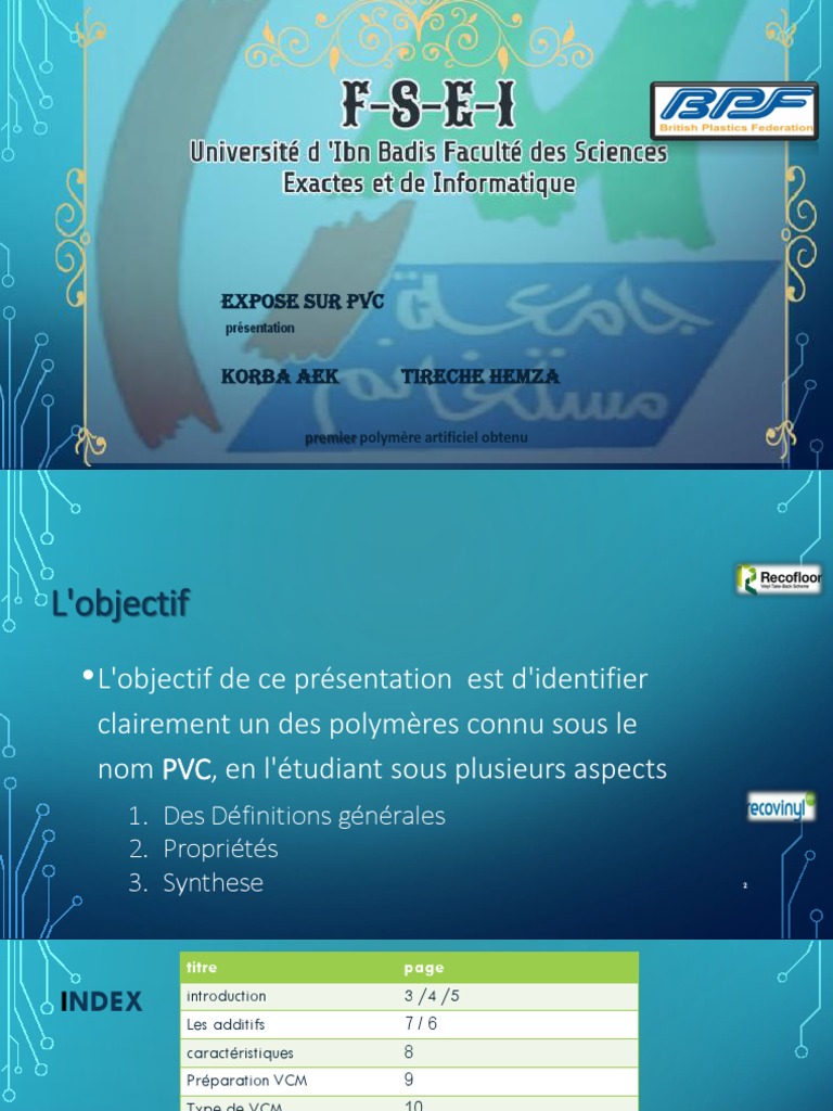 Expose Sur PVC: Premier Polymère Artificiel Obtenu | PDF | Polychlorure ...