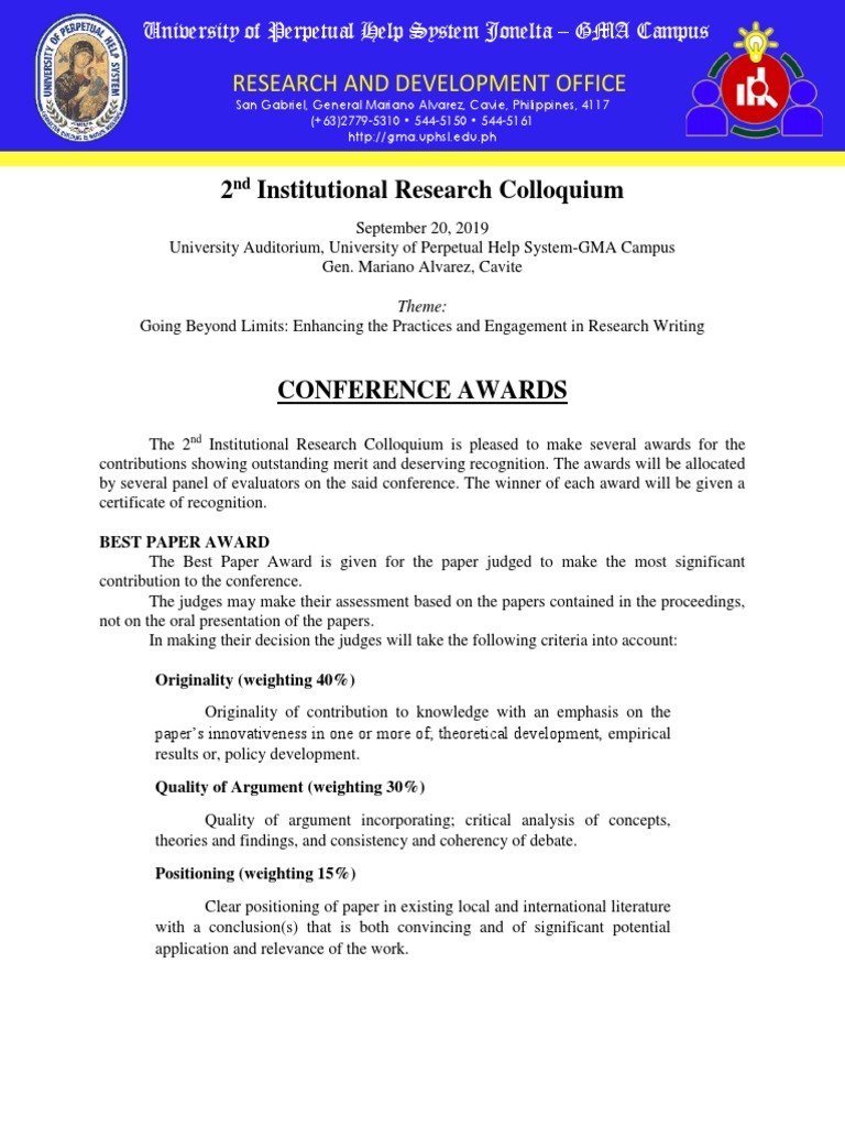 2nd Institutional Research Colloquium | PDF | Critical Thinking | Cognition