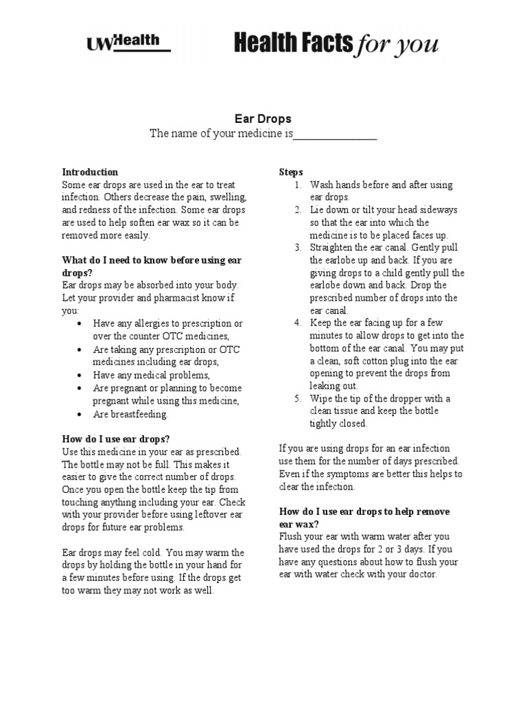 The Name of Your Medicine Is - : Ear Drops | PDF | Medical Prescription ...