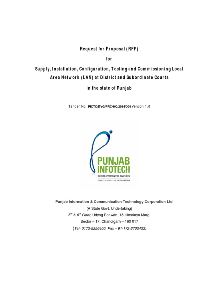 RFP for LAN Setup in Punjab Courts | PDF | Request For Proposal | Specification (Technical Standard)