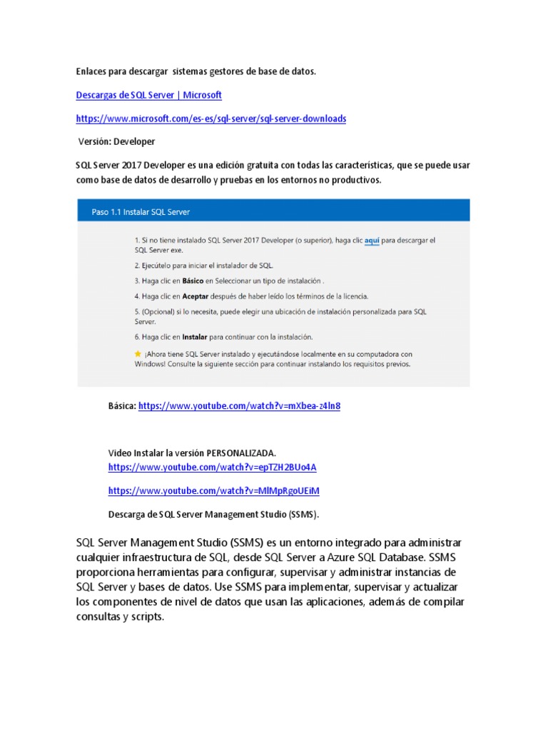 Descargas de SQL Server | PDF