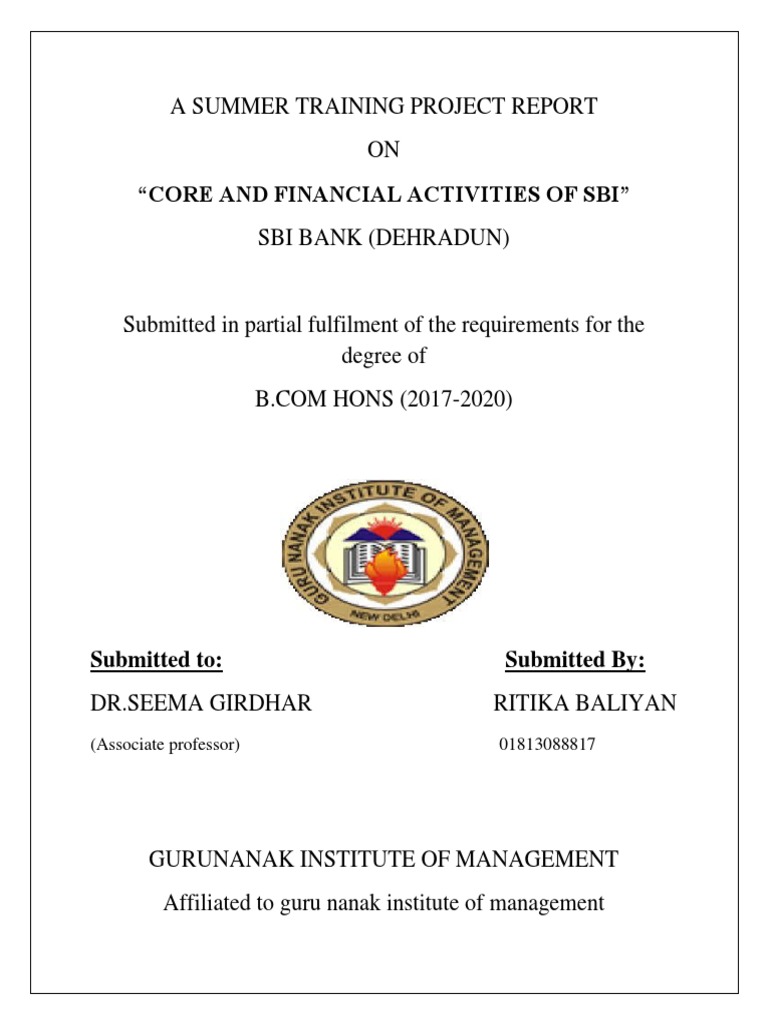 Sbi Summer Internship Project Correct 1 | PDF | Banks | Sampling ...