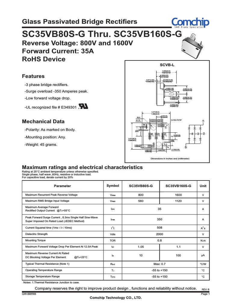 SC35VB80S-G Thru. SC35VB160S-G: Glass Passivated Bridge Rectifiers ...