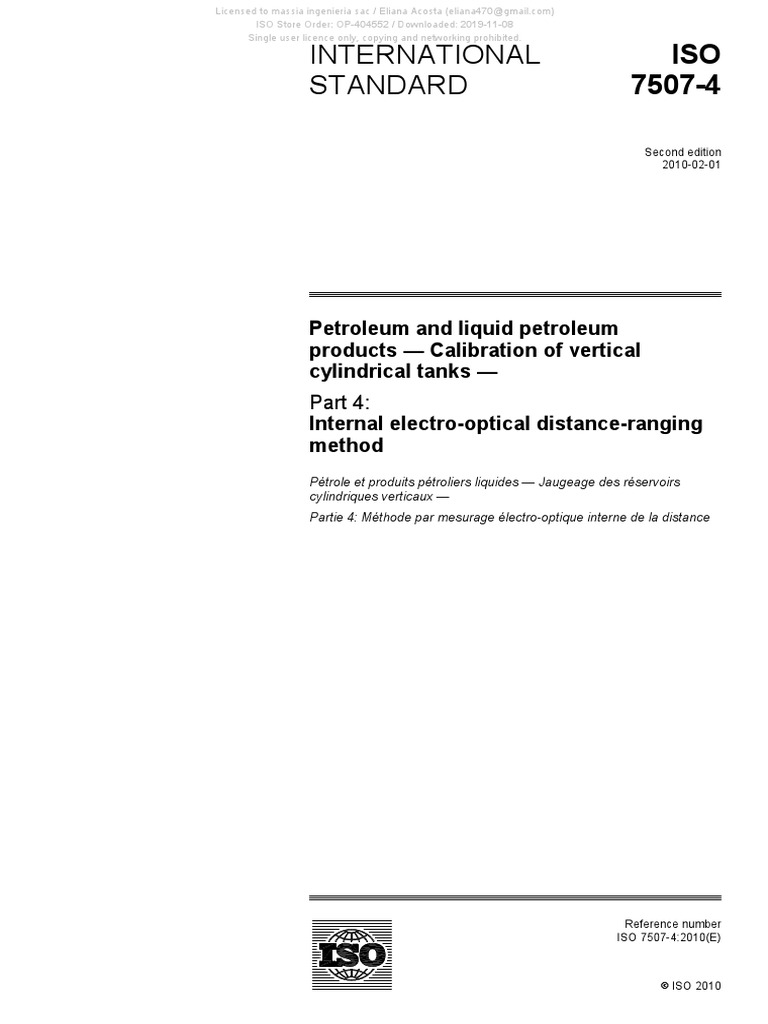 ISO 7507-4 2010 (En) | PDF | Calibration | International Organization ...
