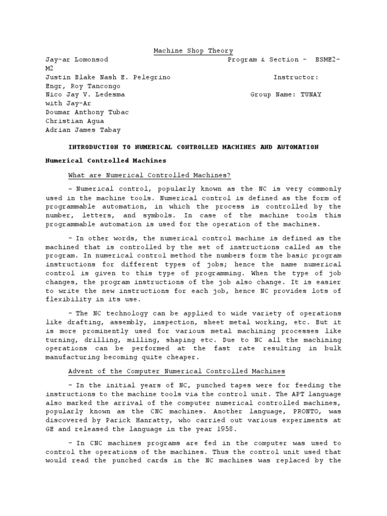 Introduction To Numerical Controlled Machines and Automation | Download Free PDF | Automation ...