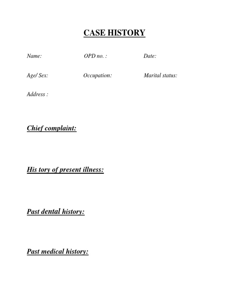 Dental Case History Template | PDF | Wellness