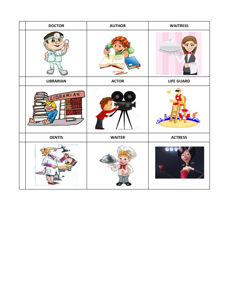 Loteria en Ingles Profesiones | PDF