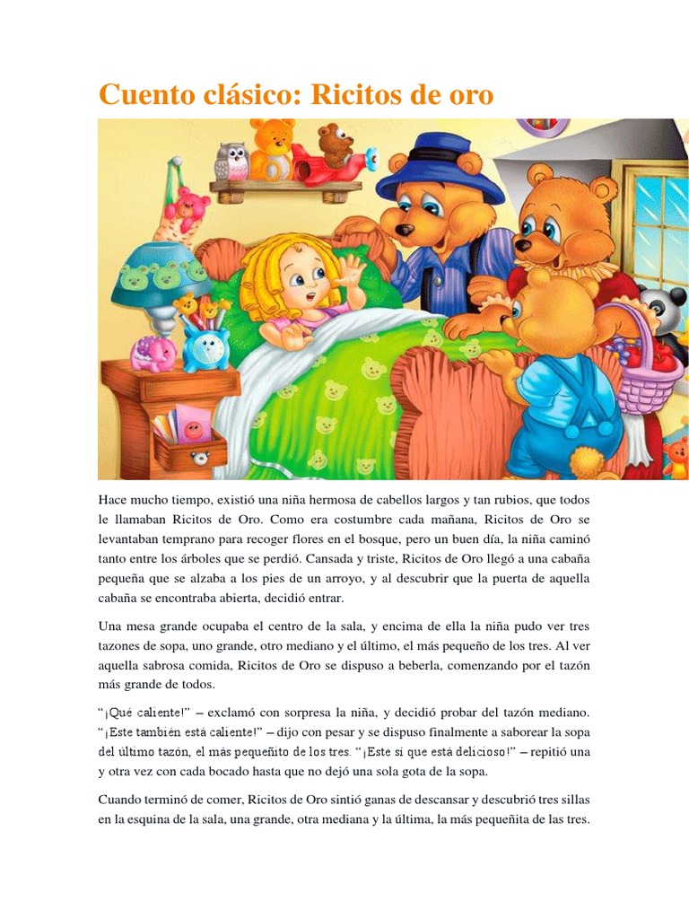 Cuento clásico: Ricitos de Oro | PDF | Ricitos de oro y los tres osos