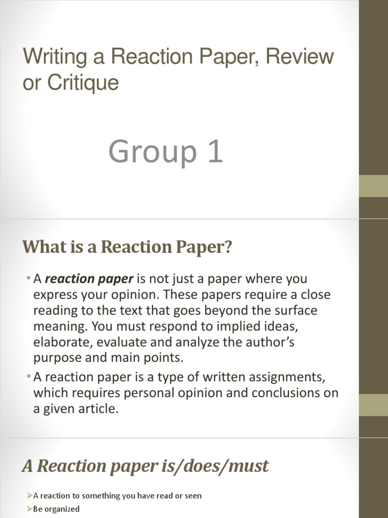 Understanding Reaction Papers and Critiques | PDF | Essays | Epistemology
