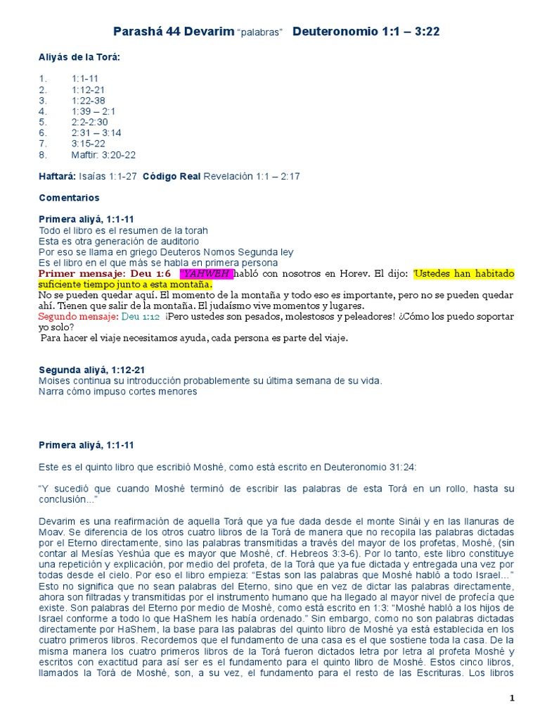 Parashá 44 Devarim | PDF | Nombres de Dios en el judaísmo | Tora