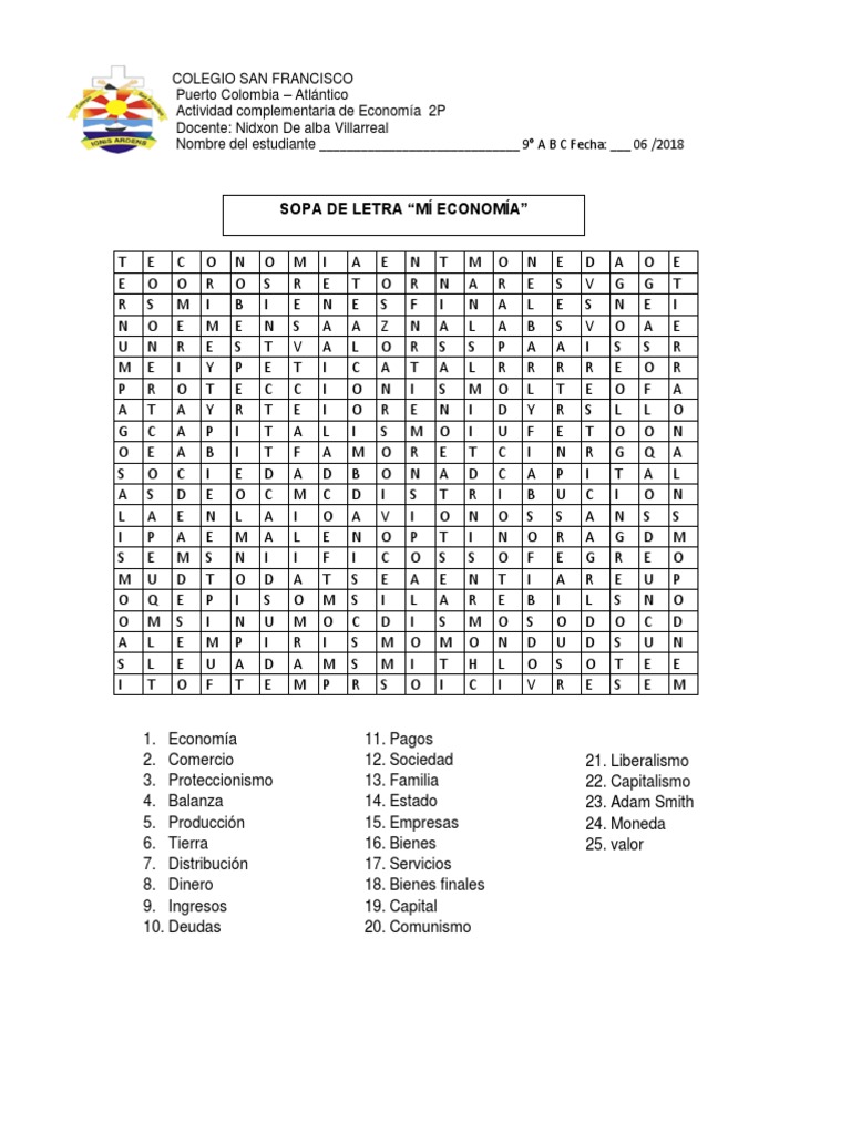 Sopa de letra economía 10° | PDF | Economias | Business Sopa de letra economía 10° | PDF | Economias | Business