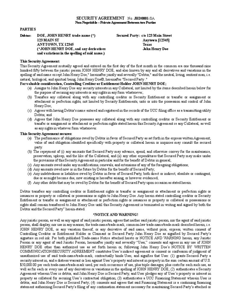 Ucc Security Agreement Sample | PDF | Security Interest | Bankruptcy