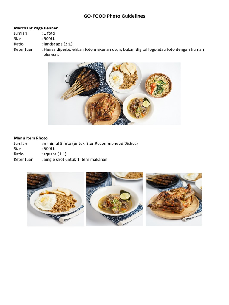 Ukuran Foto Menu GO-FOOD | PDF
