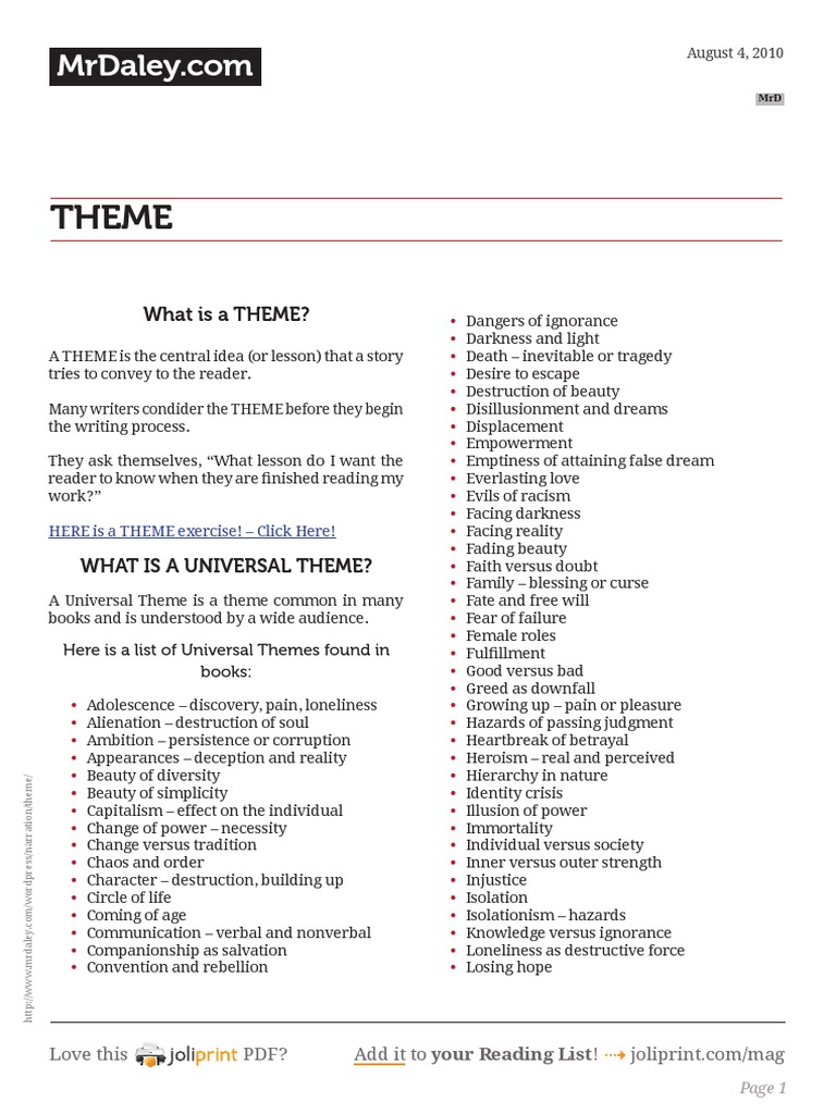 Universal Themes | PDF | Psychological Concepts