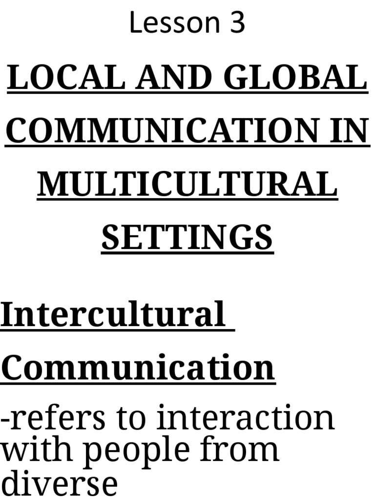 Local and Global Communication in Multicultural Settings | PDF