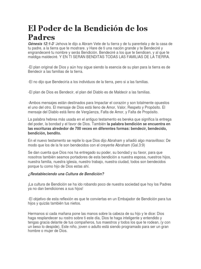El Poder De La Bendición De Los Padres Pdf Bendición Abrahán
