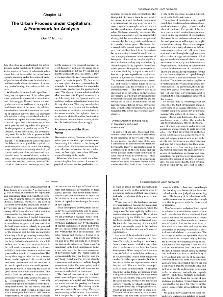 Harvey - The Urban Process Under Capitalism - A Framework For Analysis ...