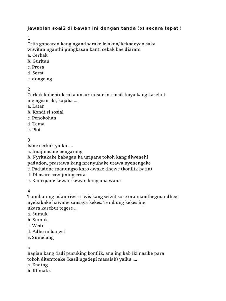 Latihan Soal2 Bhs Jawa X | PDF