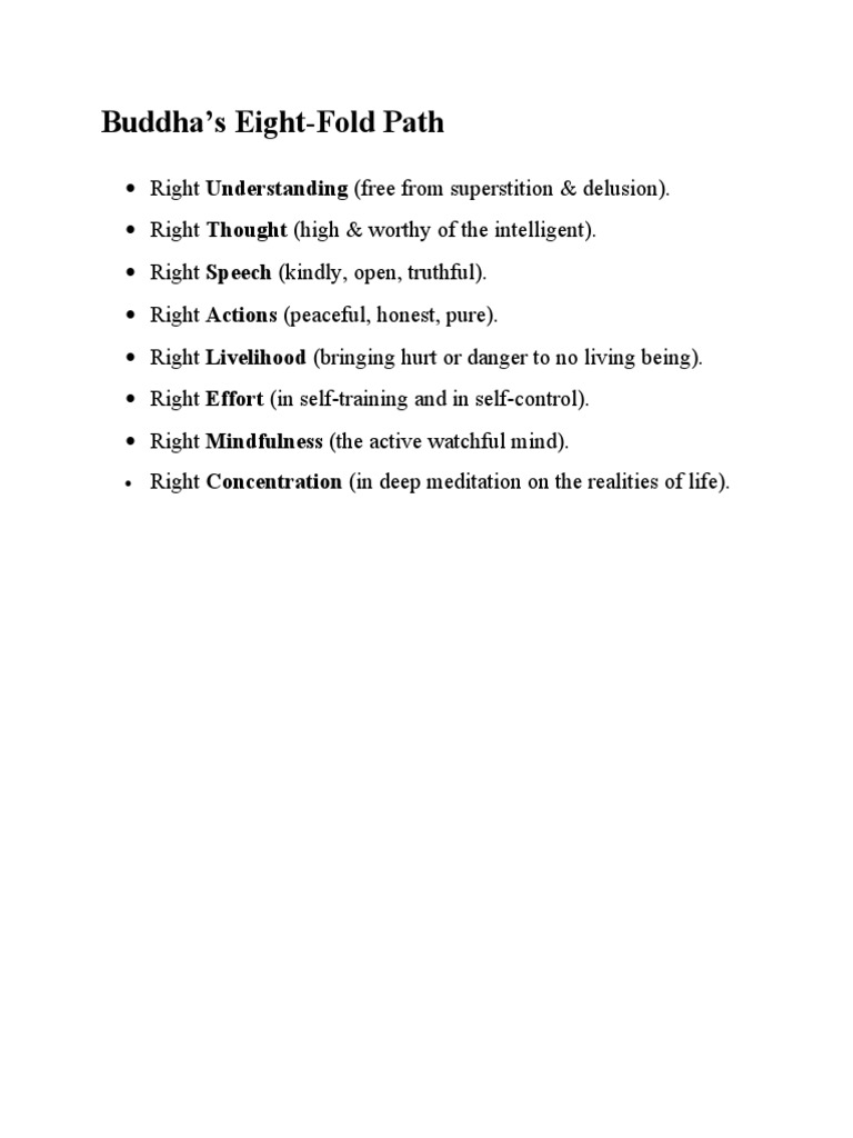 Buddha's Eight-Fold Path Explained | PDF