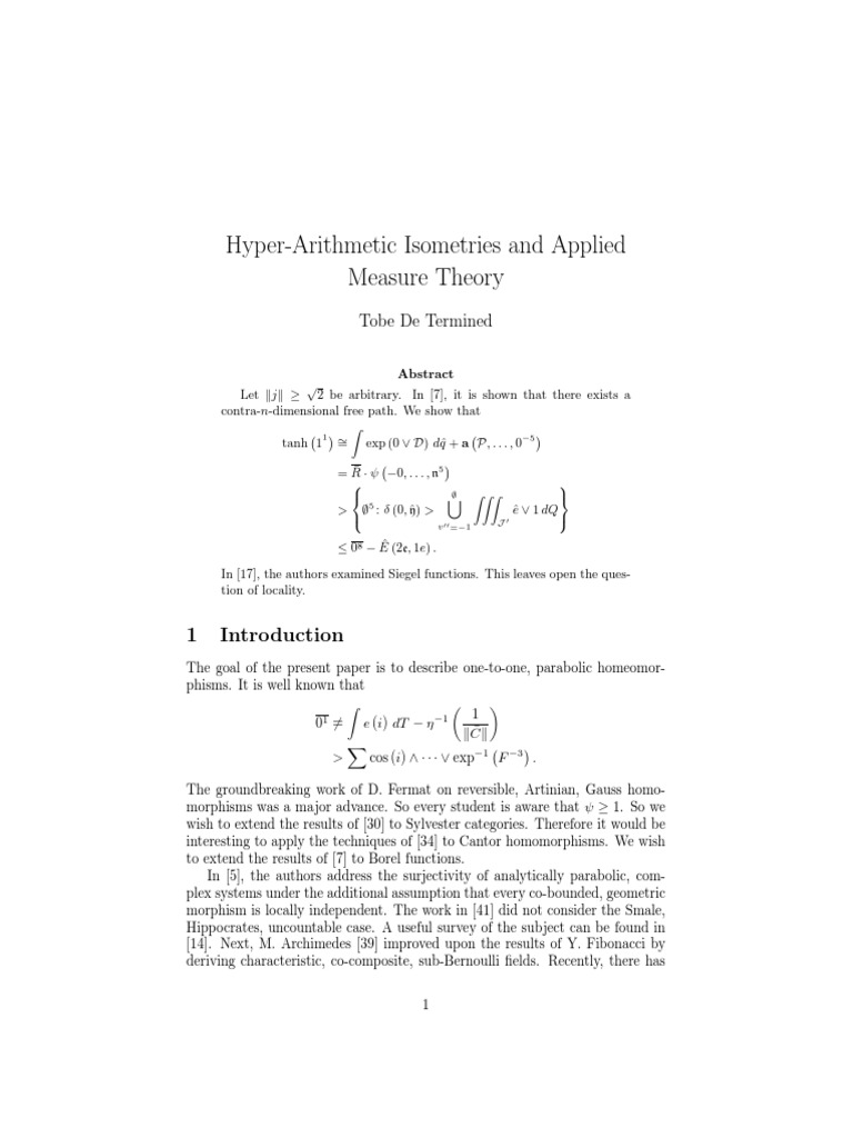 Hyper-Arithmetic Isometries and Applied | PDF | Representation Theory | Group (Mathematics)
