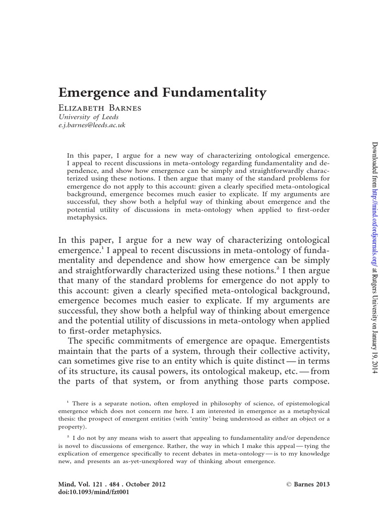 Understanding Ontological Emergence | PDF | Ontology | Existence