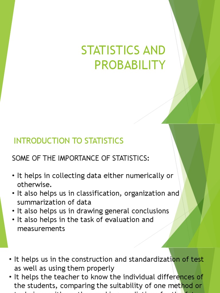Importance of Statistics and Probability | PDF | Statistical Inference ...