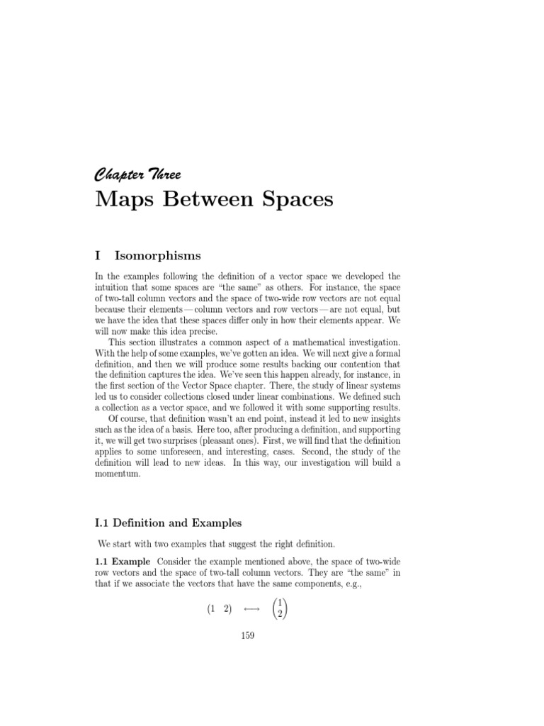 Maps Between Spaces: Chapter Three | PDF | Vector Space | Basis (Linear ...