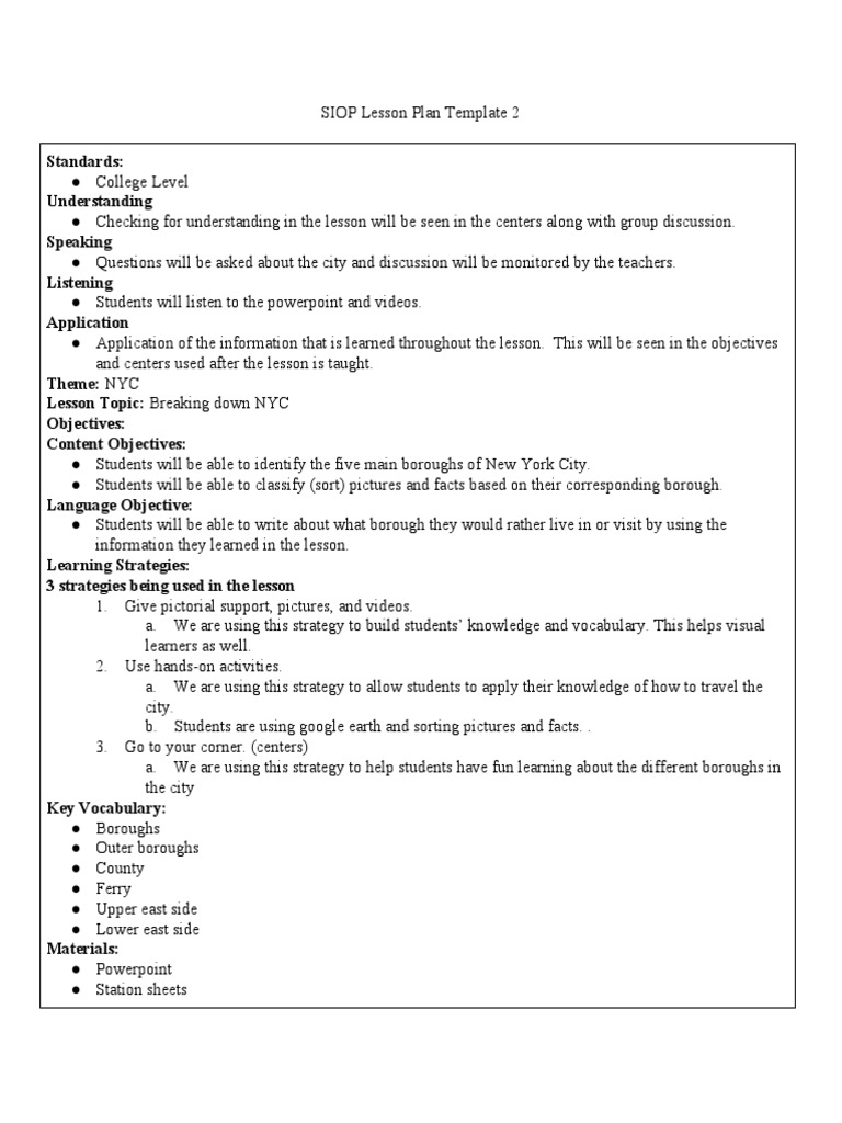 Siop | PDF | Vocabulary | Learning