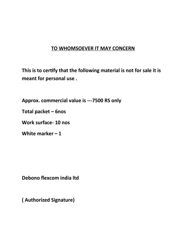 To Whomsoever It May Concern | PDF