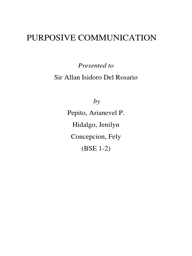 Purposive Communication: Sir Allan Isidoro Del Rosario | PDF | Writing ...