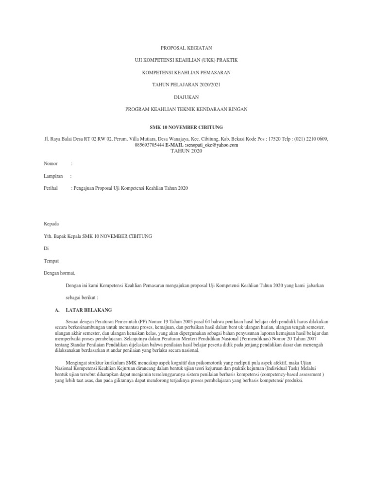 Proposal Uji Kompetensi XII - TKR | PDF