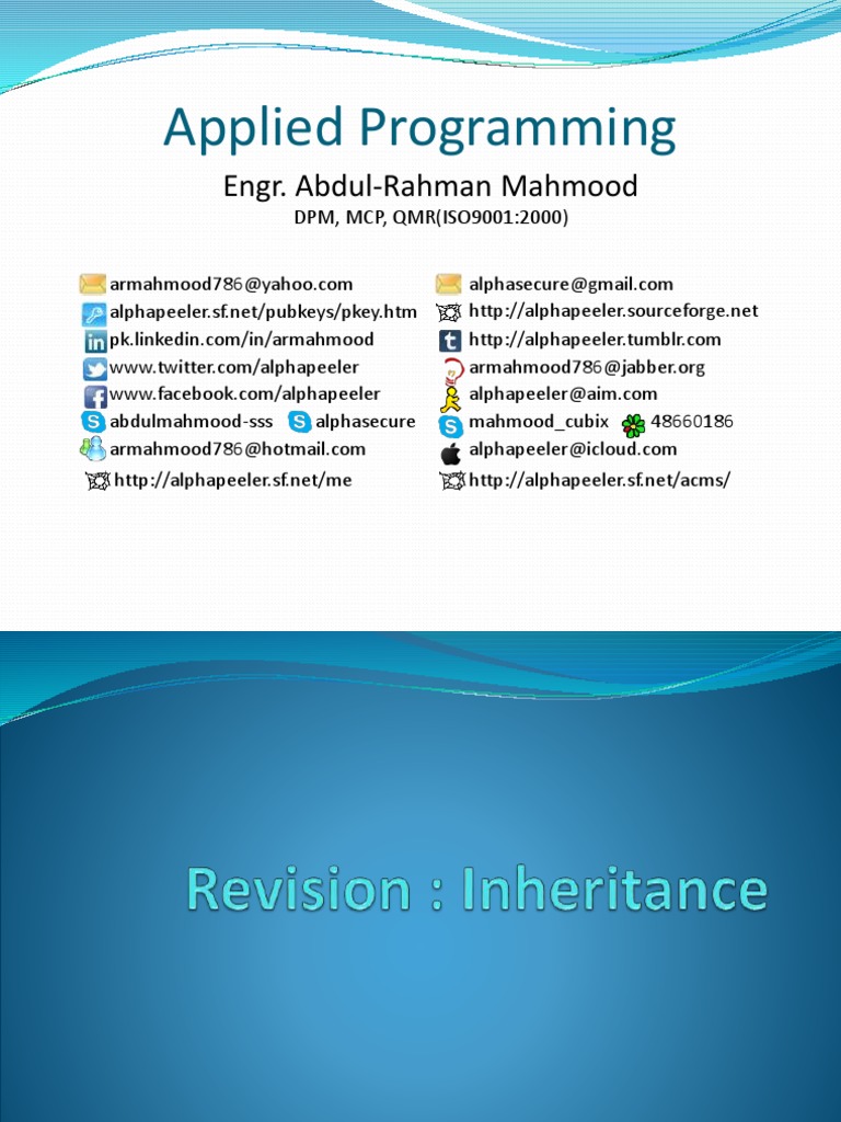 Applied Programming: Engr. Abdul-Rahman Mahmood | Download Free PDF ...