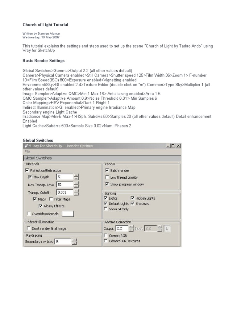 Church of Light Tutorial: Setting Up Scenes and Materials in Vray for SketchUp | PDF | Texture ...