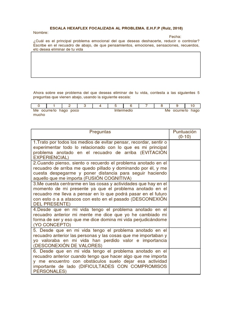 Escala Hexaflex Focalizada en El Problema | PDF