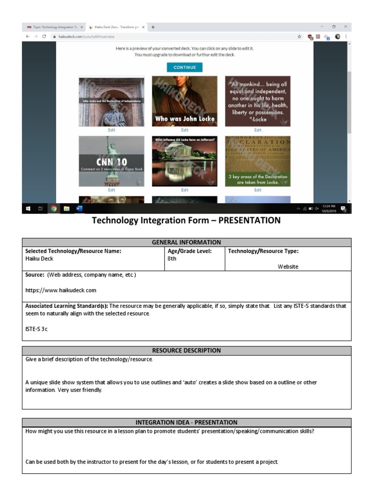 Tel311 Technology Integration Template-Presentation Tim Mcbride | PDF | Usability | Learning