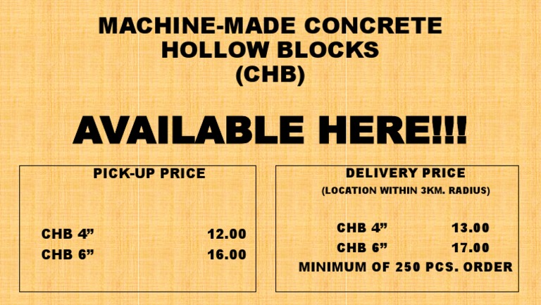 Machine-Made Concrete Hollow Blocks (CHB) : Available Here!!! | PDF