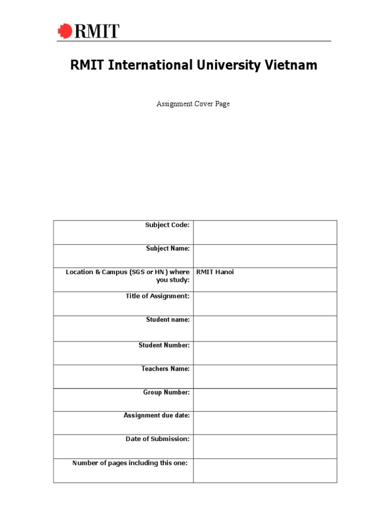 RMIT Cover Page | PDF