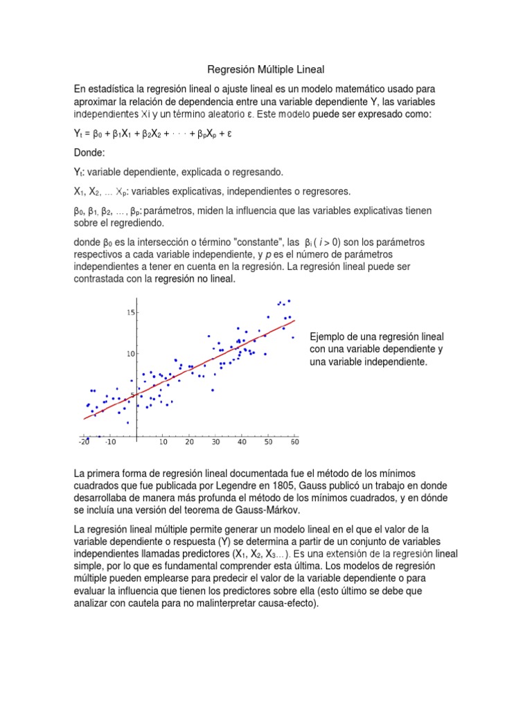 Regresión Múltiple Lineal | PDF | Regresión lineal | Multicolinealidad