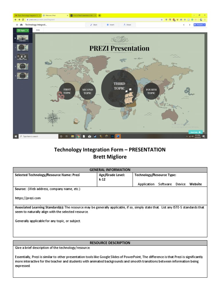 Technology Integration Template-Presentation Brett Migliore 1 | PDF ...