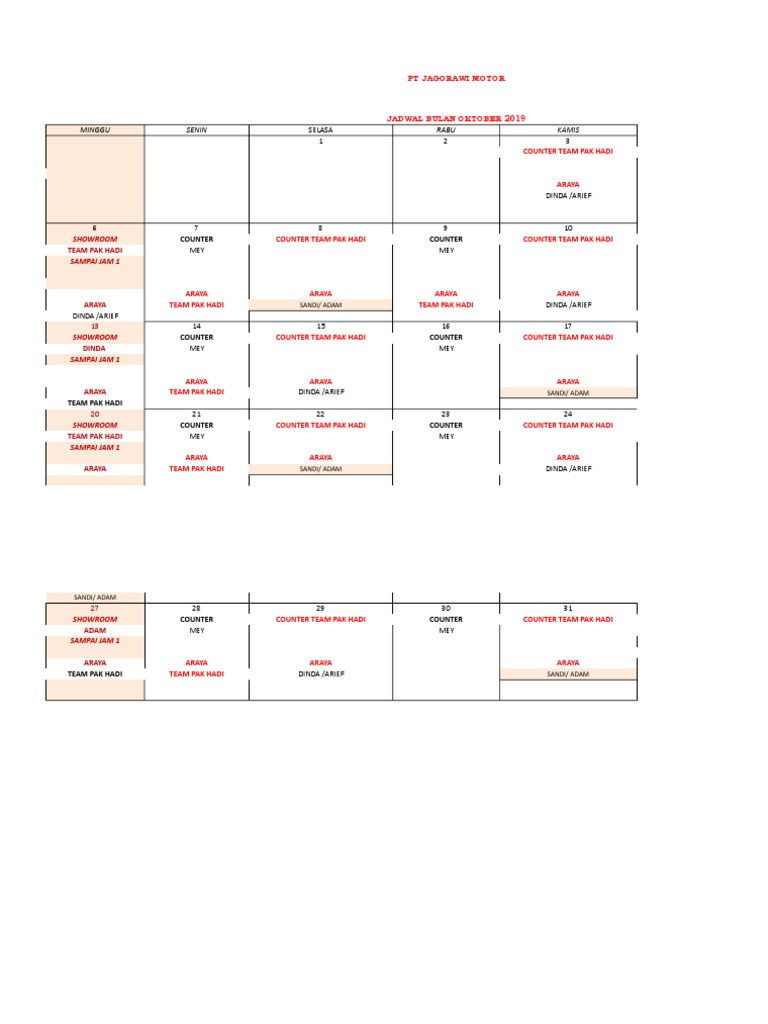 Rencana Jadwal November | PDF