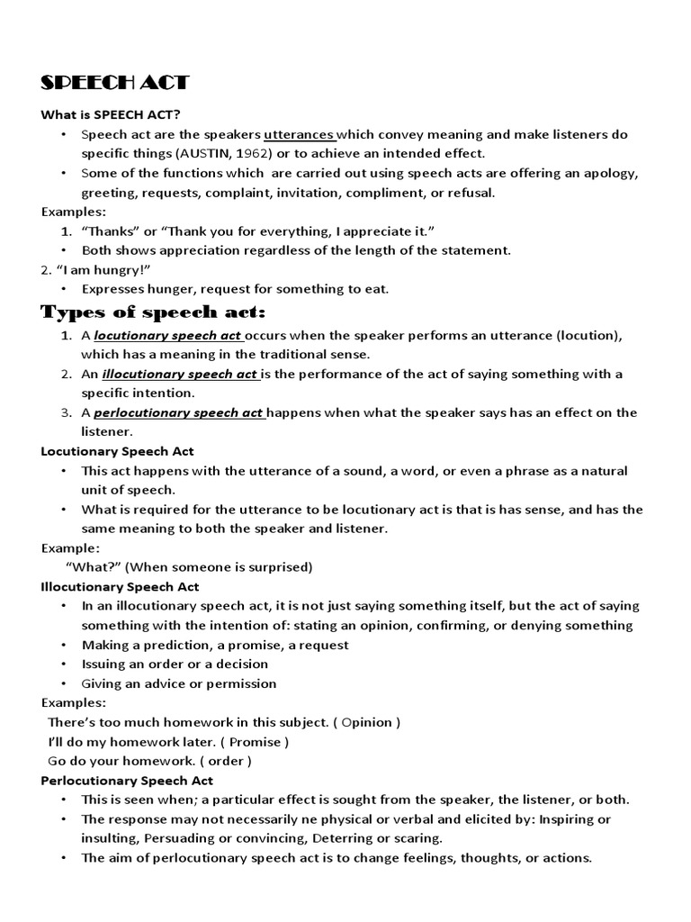 Types of Speech Act | PDF | Semiotics | Cognitive Science